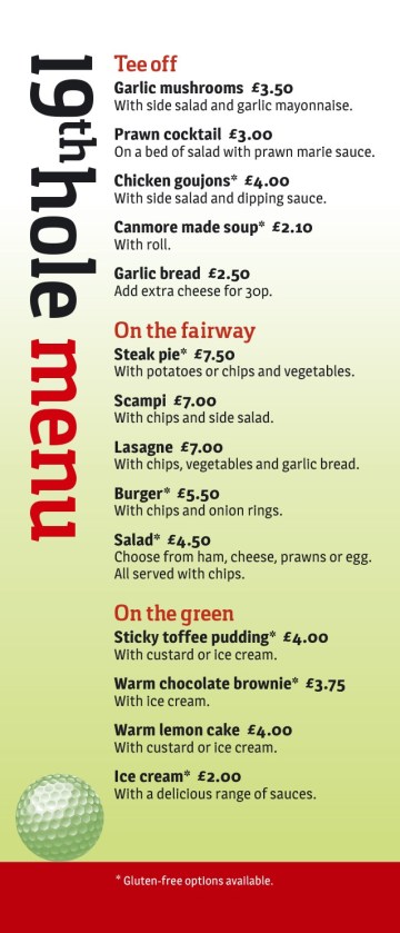 Menus - Canmore Golf Club